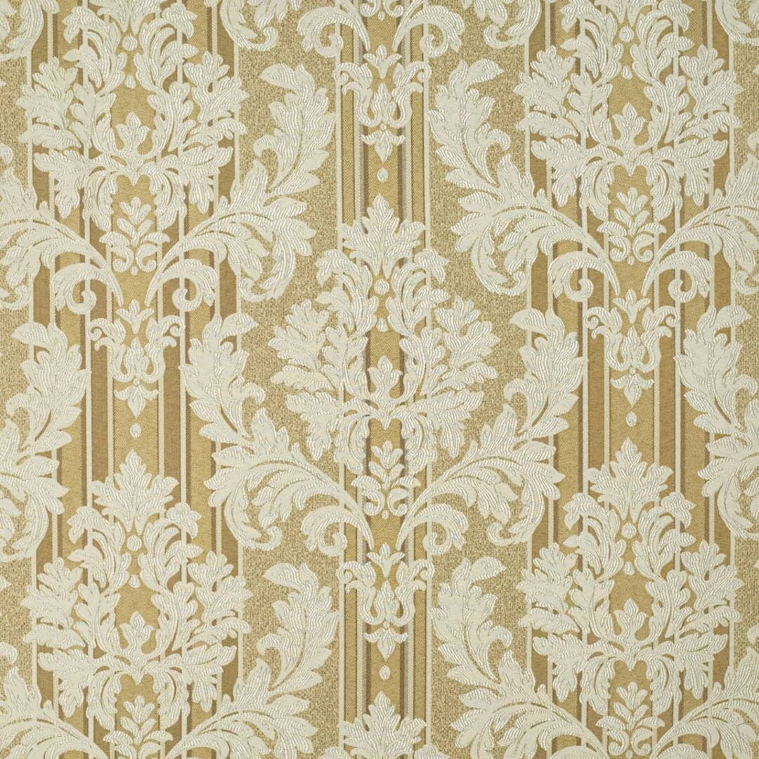 Yellow Damask Stripe Woven Pattern Upholstery Fabric by the Yard - SKU ...
