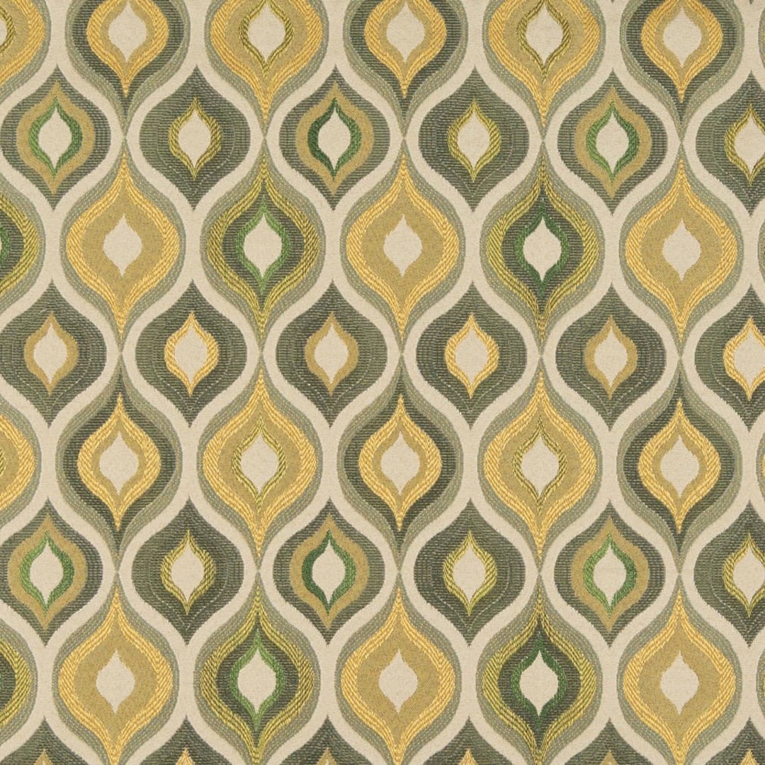 Yellow Grey Geometric Woven Pattern Upholstery Fabric by the Yard - SKU ...
