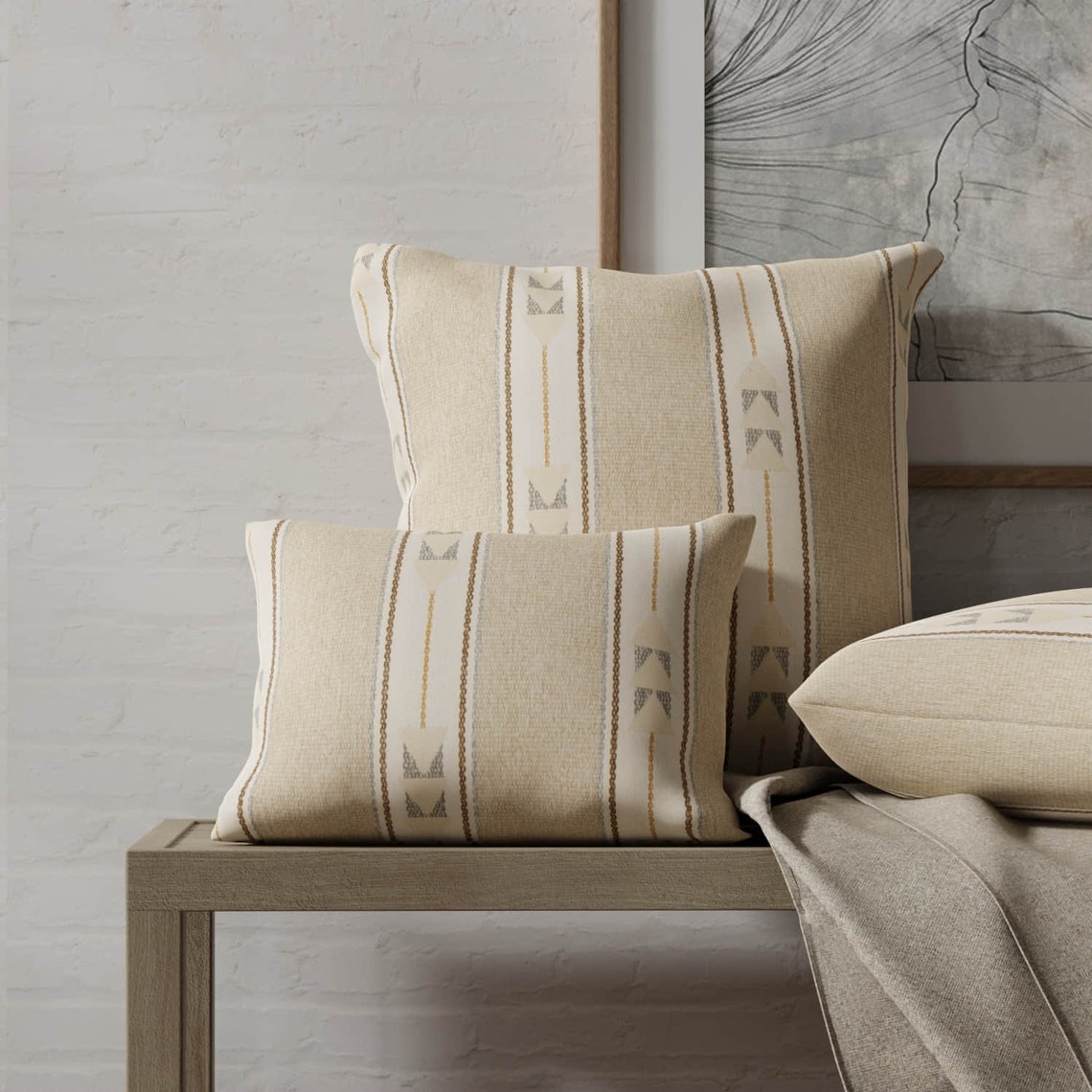 Beige Made in America Crypton Global Southwestern Stripe Woven Pattern ...