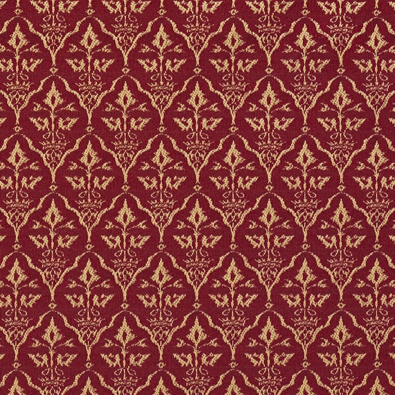 Red Diamond Cameo Jacquard Woven Upholstery Fabric by the Yard | Etsy