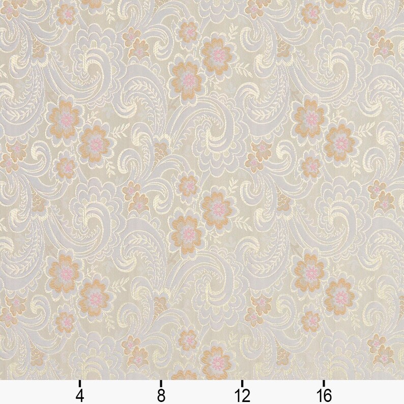 White Floral Woven Pattern Upholstery Fabric by the Yard - SKU: Burton ...
