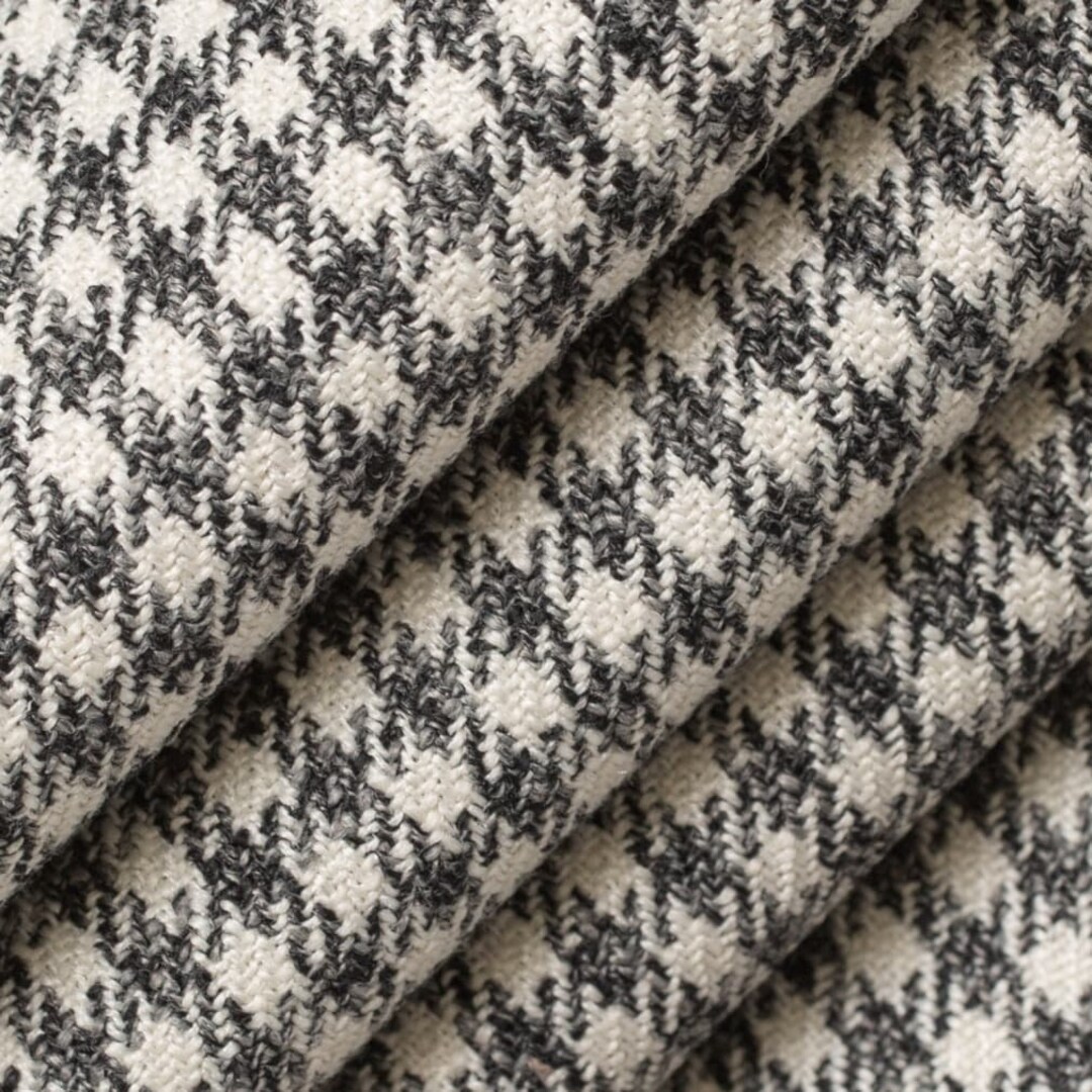 Black Check Small Scale Houndstooth Check Woven Pattern Upholstery ...