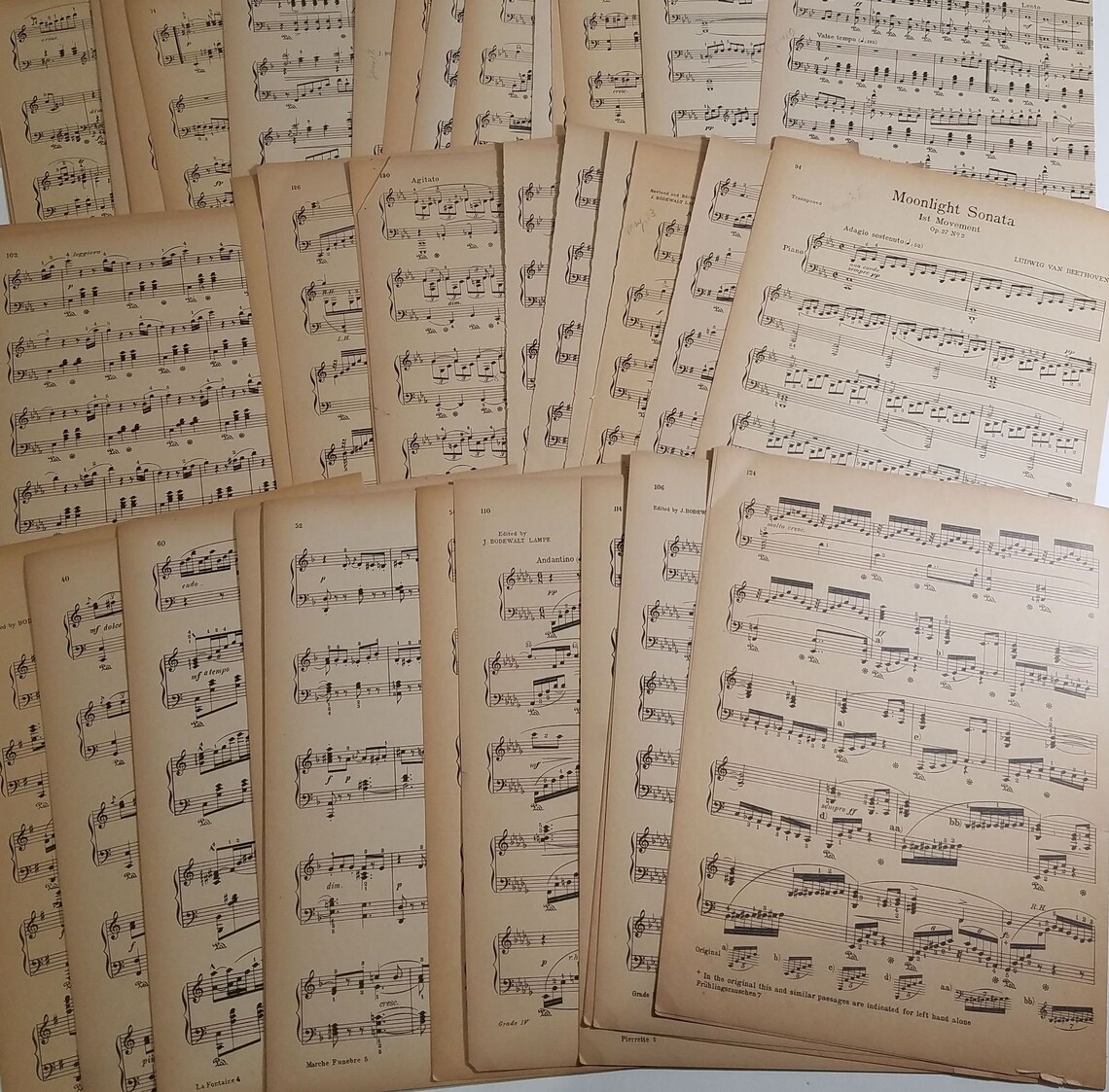 Vintage Aged Sheet Music - 20 Sheets - Approx 12"x9" for Crafts ...