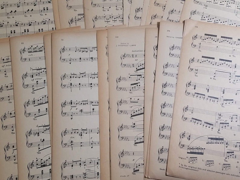 Vintage Aged Sheet Music - 20 Sheets - Approx 12"x9" for Crafts ...