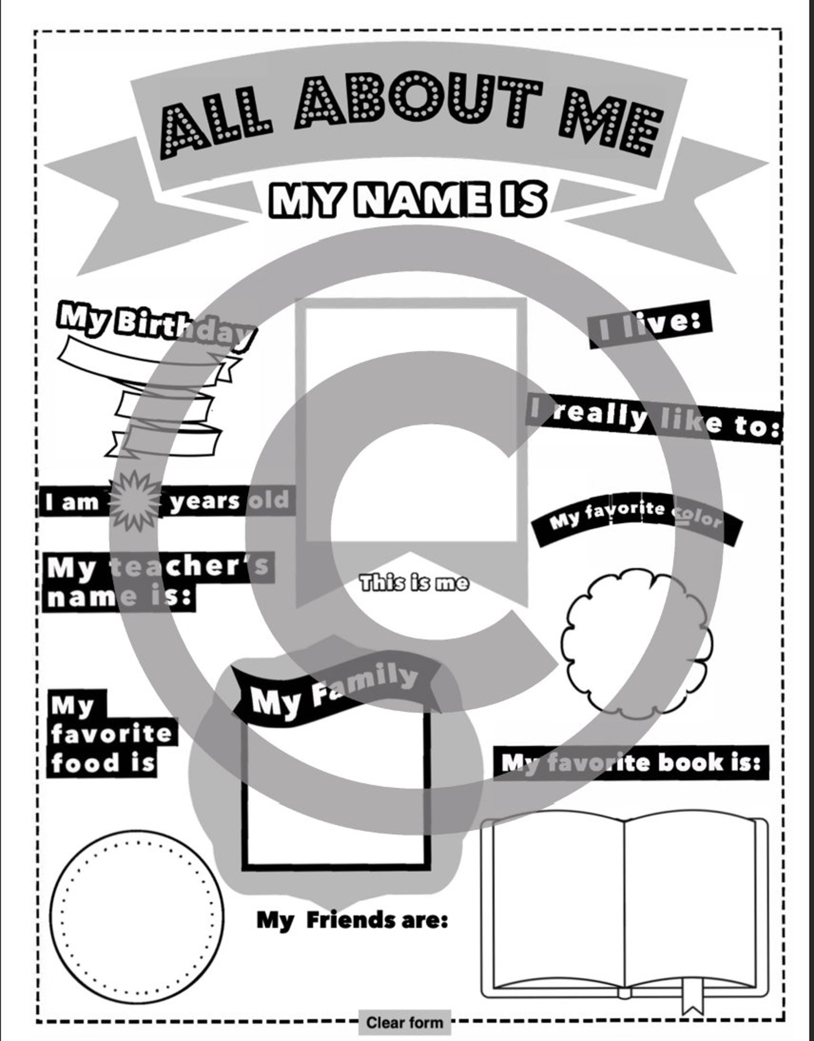 All about me FILL IN DIGITALLY | Etsy