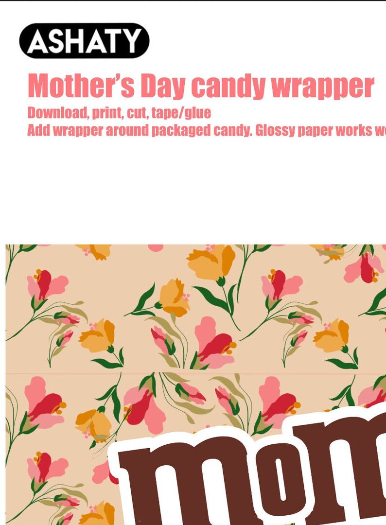 Mothers Day Candy Wrapper Printable PDF - Etsy