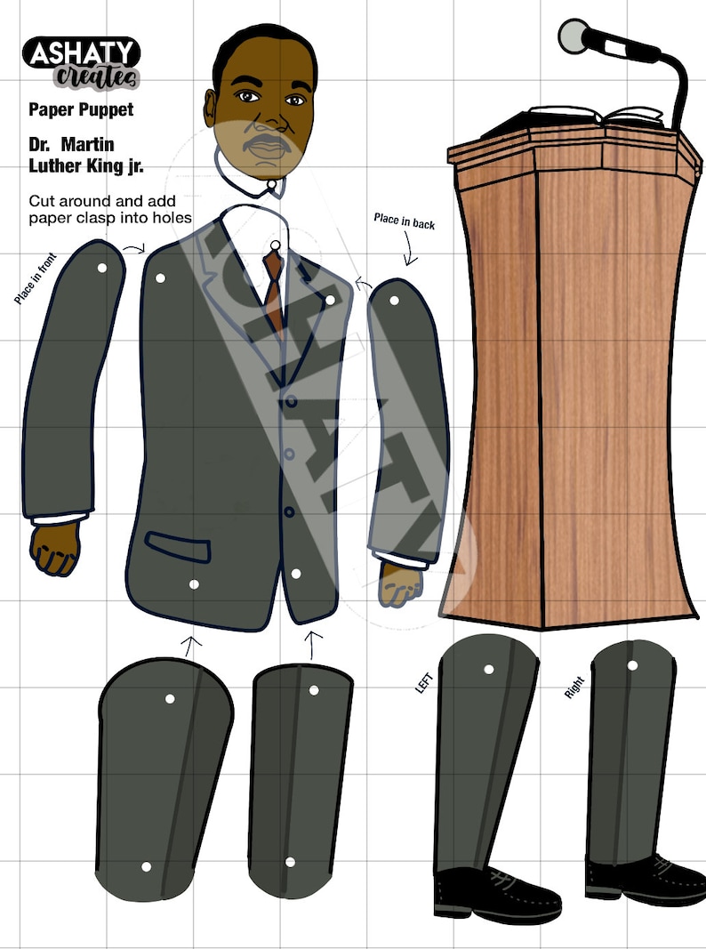 Download Print Martin Luther King Jr Puppet - Etsy