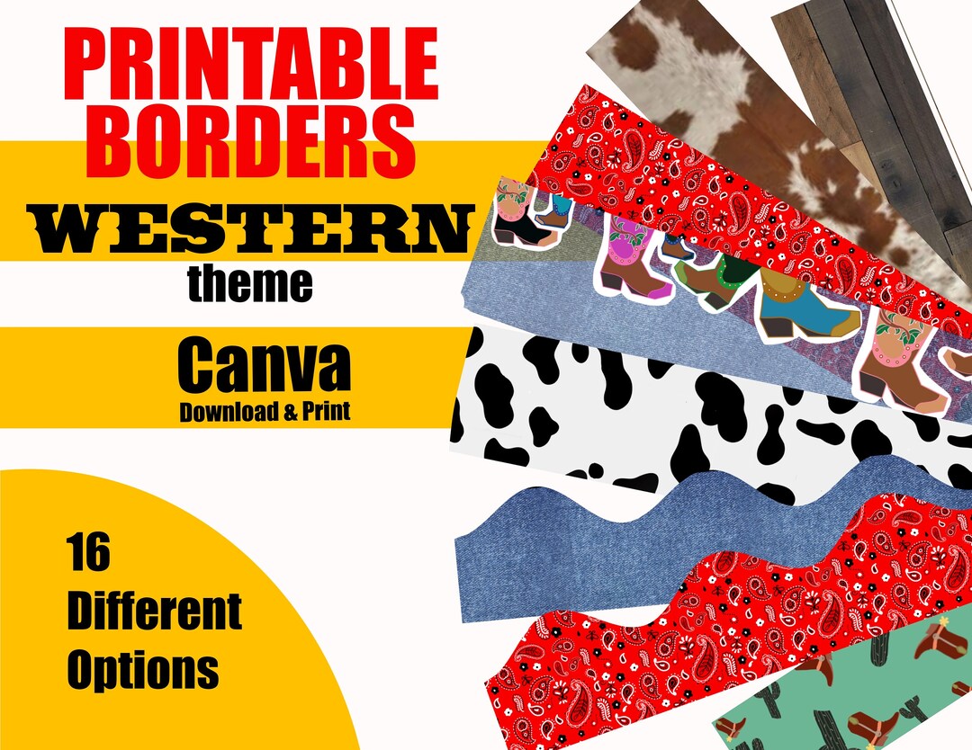 Western Bulletin Borders CANVA Download and Print - Etsy