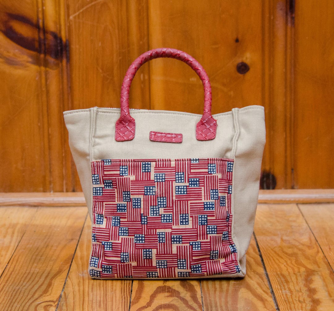 Vintage Longaberger Purse American Flag Print Mini Tote Bag Homestead ...