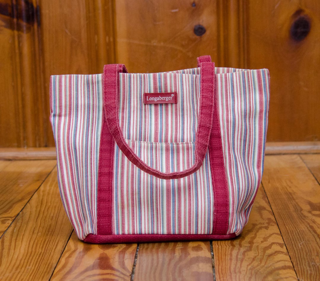Vintage Longaberger Striped Purse Tote Style Homestead Collection Small ...