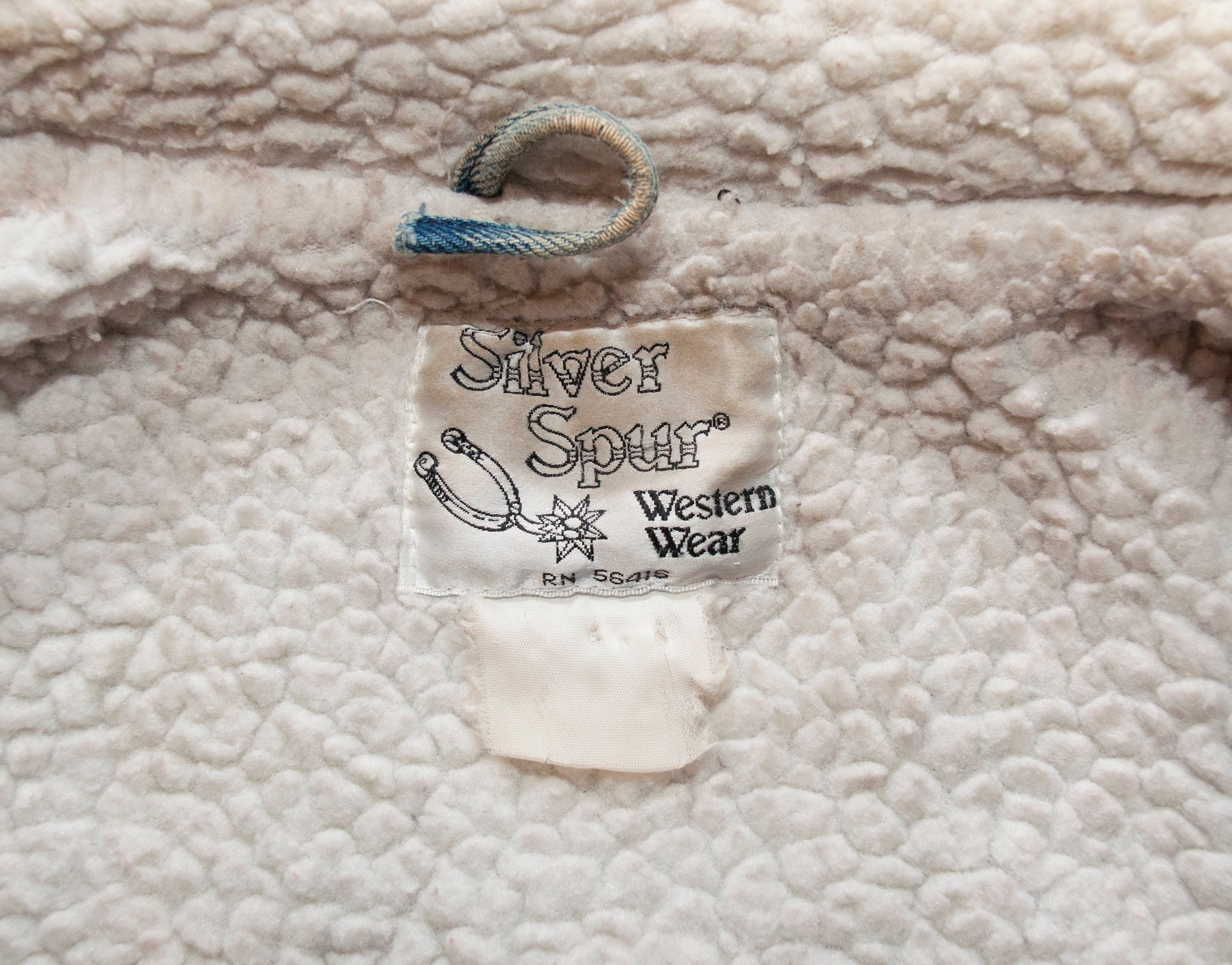 Sherpa Lined Denim Jacket 70s Vintage Size Large Silver Spur Western ...
