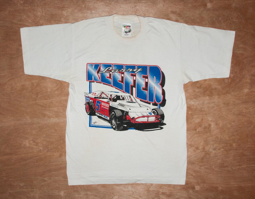 90s Vintage Car RACING T-shirt Single Stitch Size M White Red Blue ...