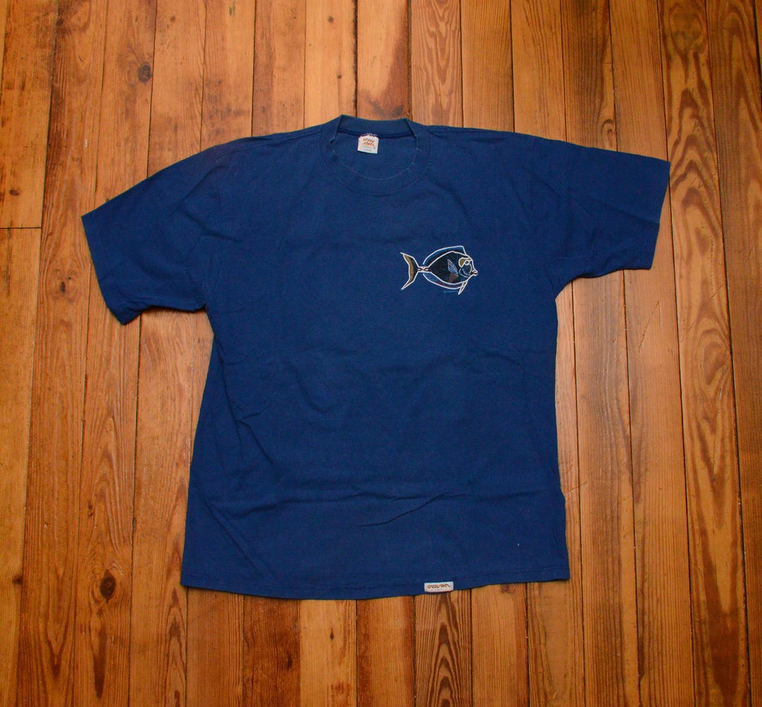 Vintage Palani Fish Shirt Crazy Shirts Brand Size Large Blue 100% ...