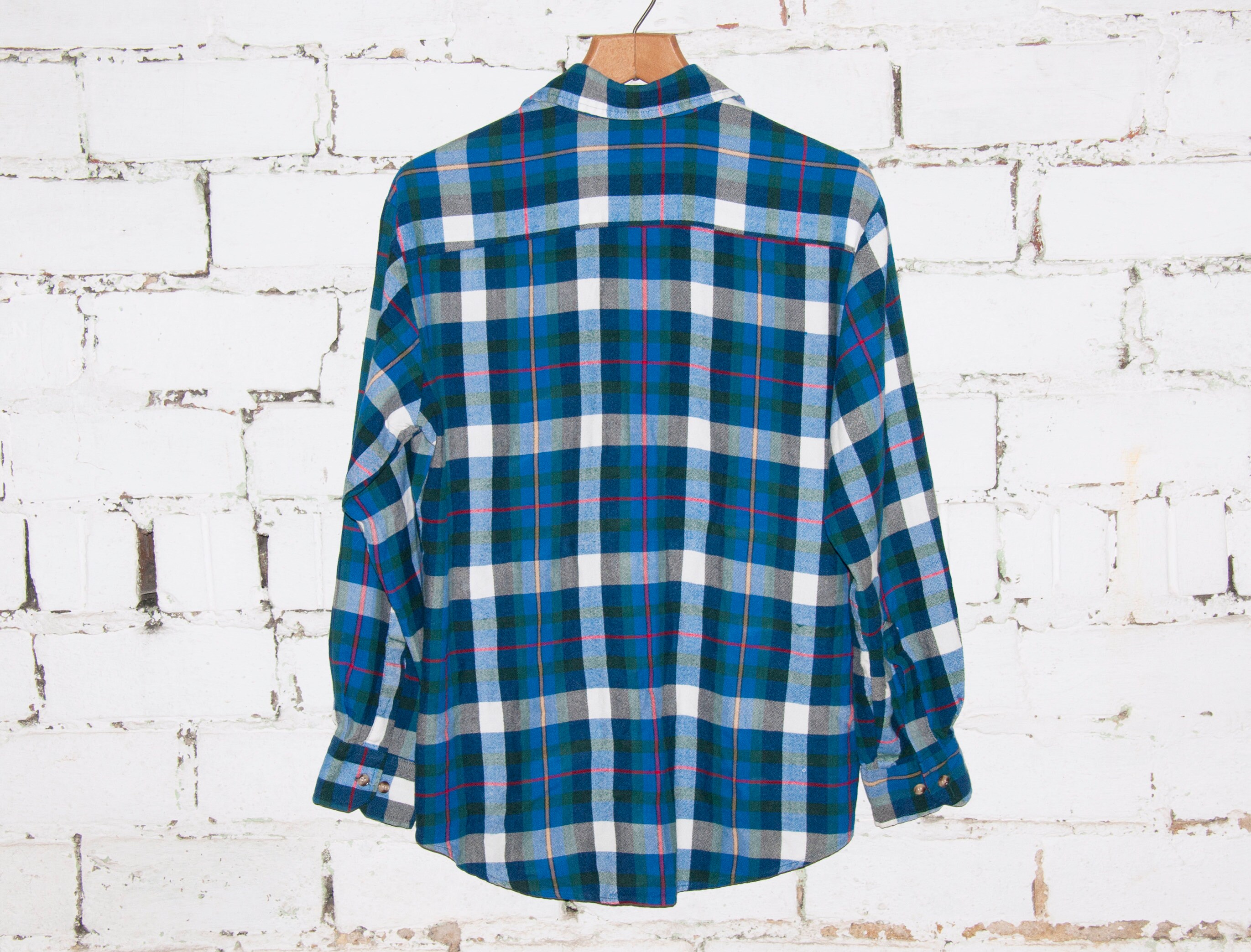 80s Vintage FLANNEL Shirt Blue Plaid SAUGATUCK Drygoods Company Ltd ...
