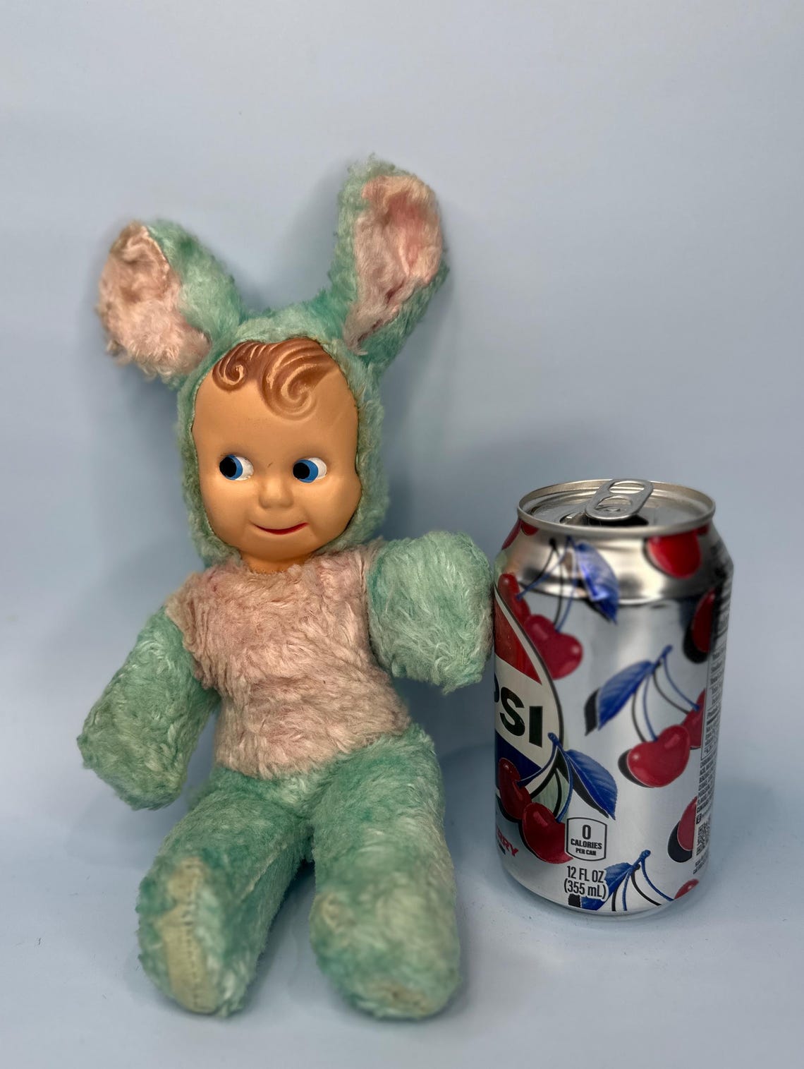 Vintage Stuffed Bunny, Kid Face, Rubber Faced Doll, Plastic Face, Plush ...