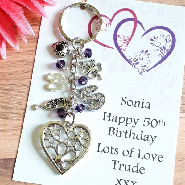 50th Birthday Sister Keyring - Etsy UK
