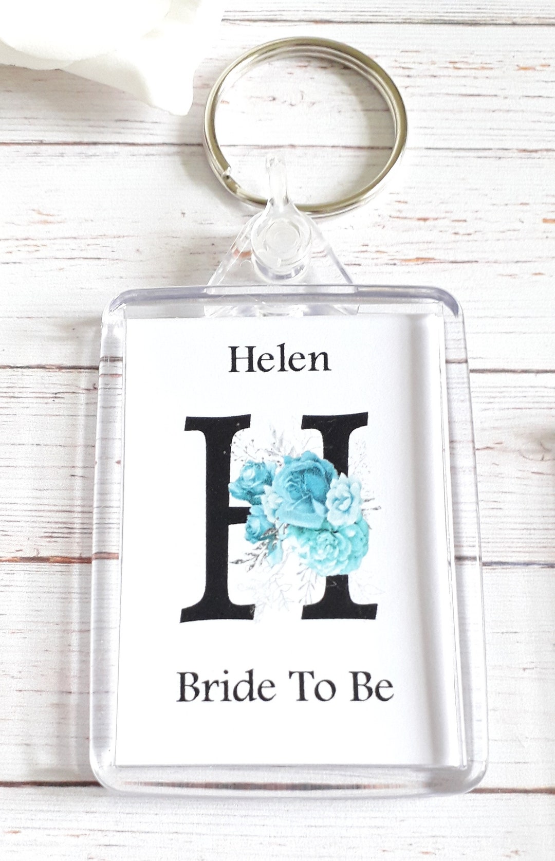 Hen Party Favour - Blue Floral Letter Keyring - Wedding Favour ...