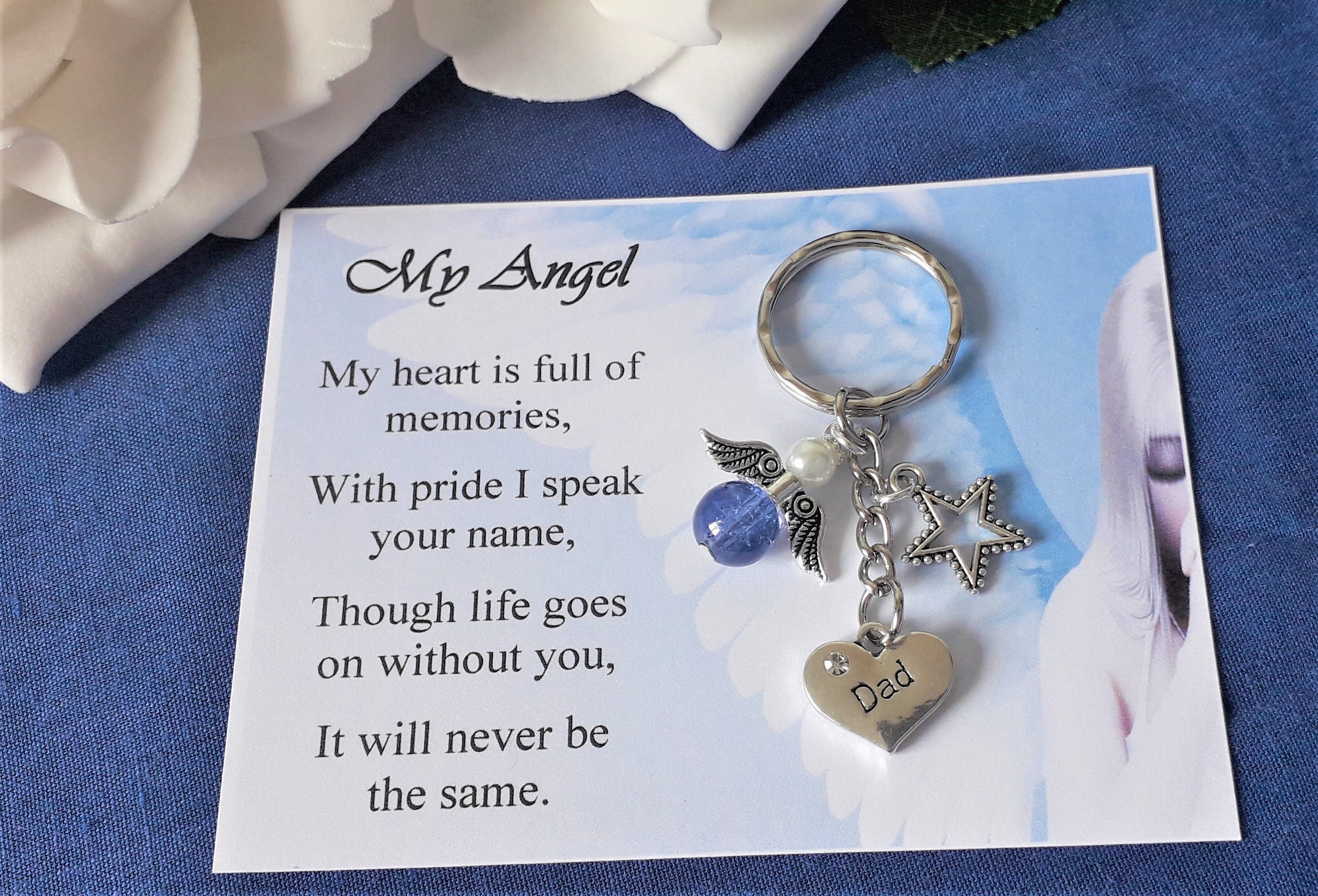 Guardian Angel & Star Pendant Keyring - Remembrance / in Loving Memory ...
