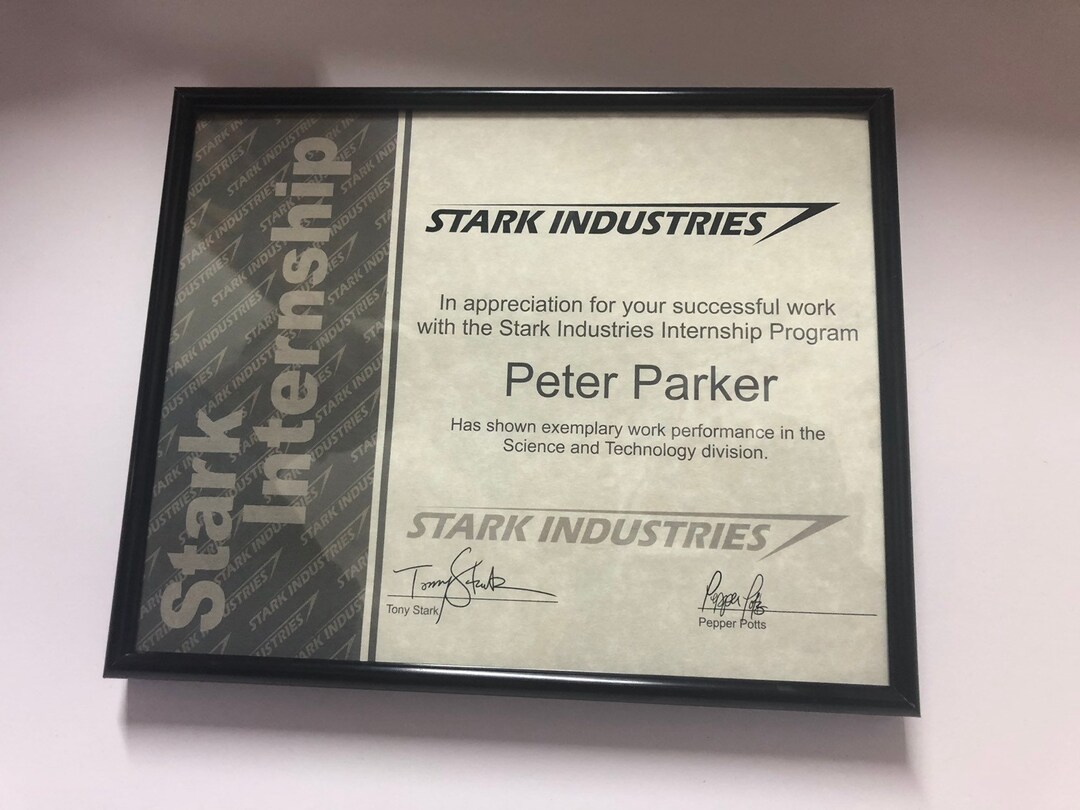Custom Stark Internship Certificates (frame Not Included) - Etsy