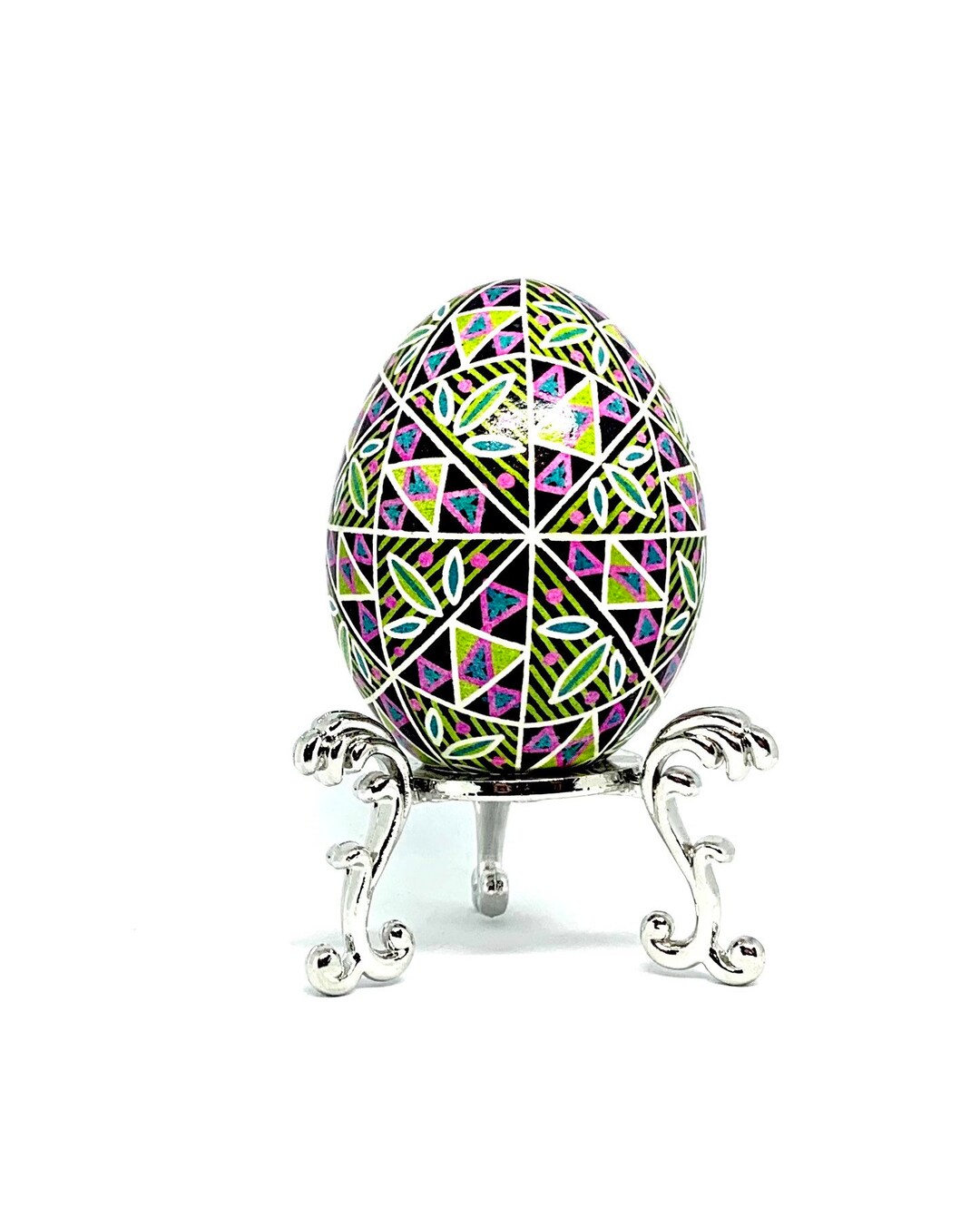 Ukrainian Easter Egg 40 Triangle Design in Modern Green, Yellow, White ...