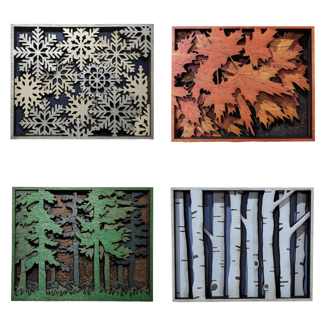 Four Pack of Seasonal Layered Magnet Art. - Etsy