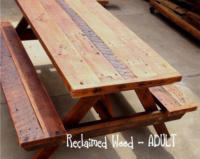 Custom Picnic Table Reclaimed Wood Kid or Adult Size - Etsy