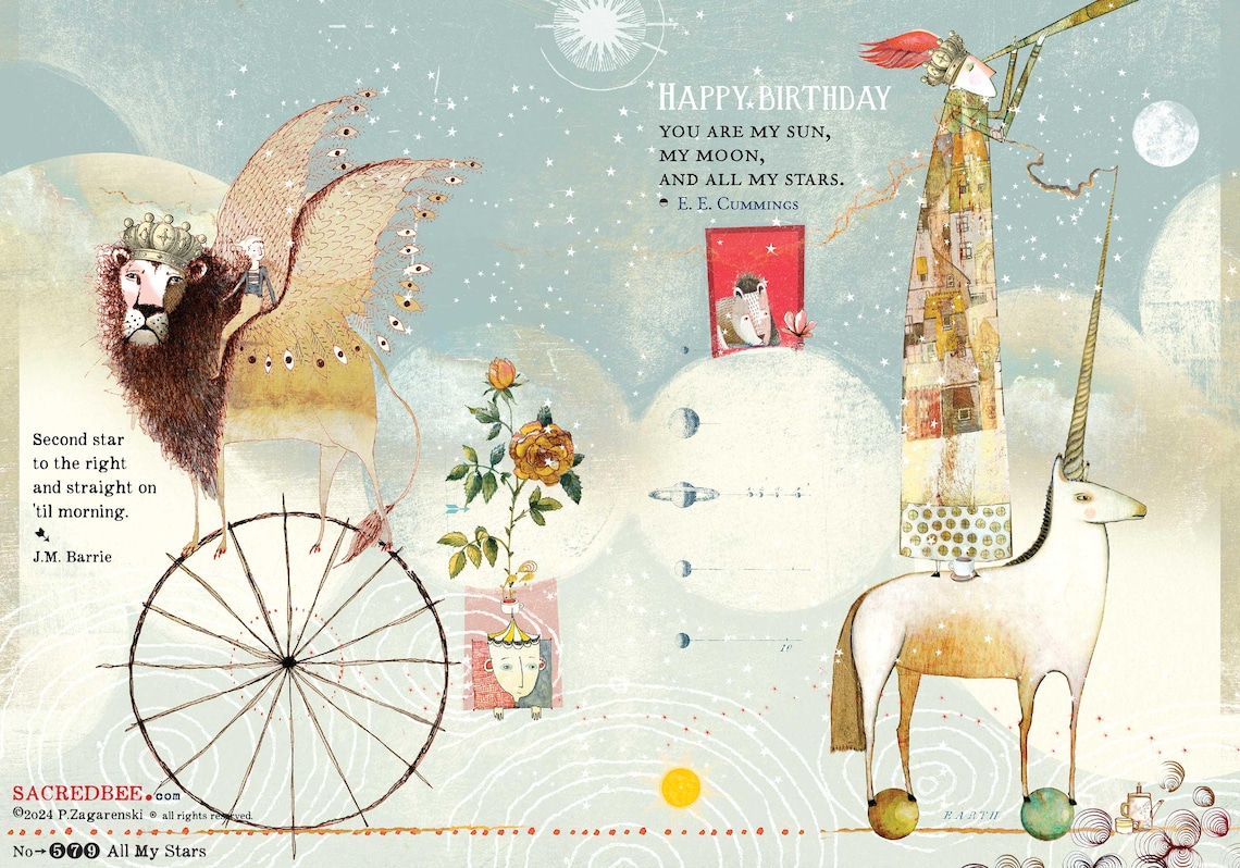 Sacredbee Card 579 All My Stars Birthday Card - Etsy