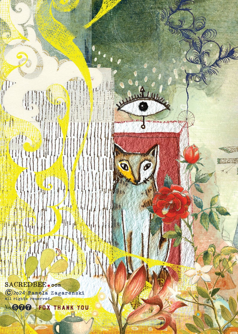 Sacredbee Card 577 Fox Thank You - Etsy