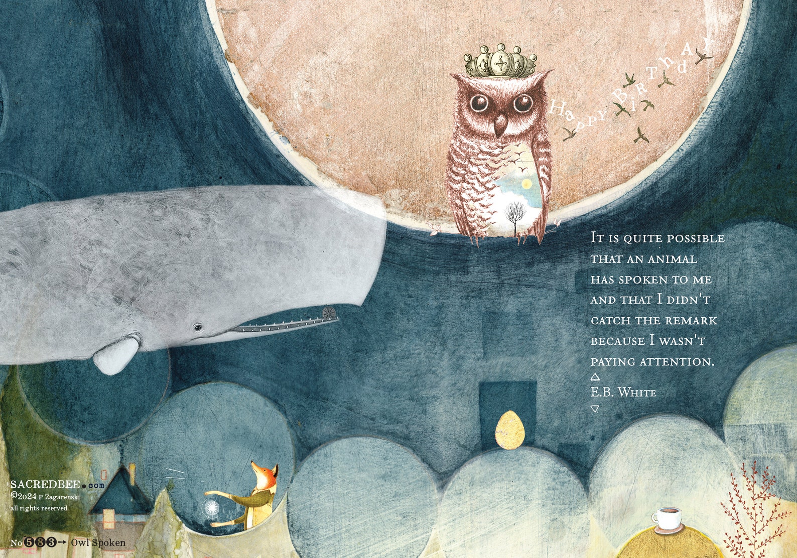 Sacredbee Card 583 Birthday Owl Spoken - Etsy