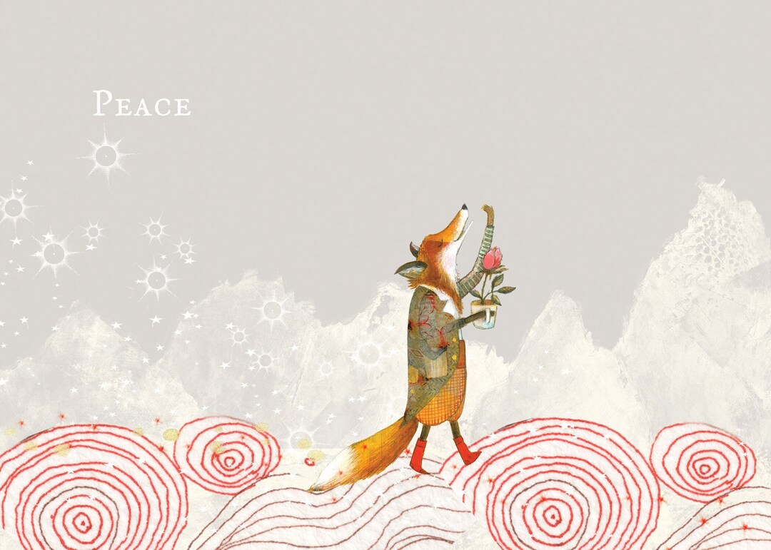 Sacredbee Postcard the Peace Fox - Etsy Australia
