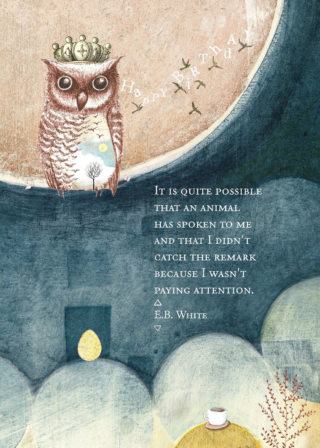 Sacredbee Card 583 Birthday Owl Spoken - Etsy