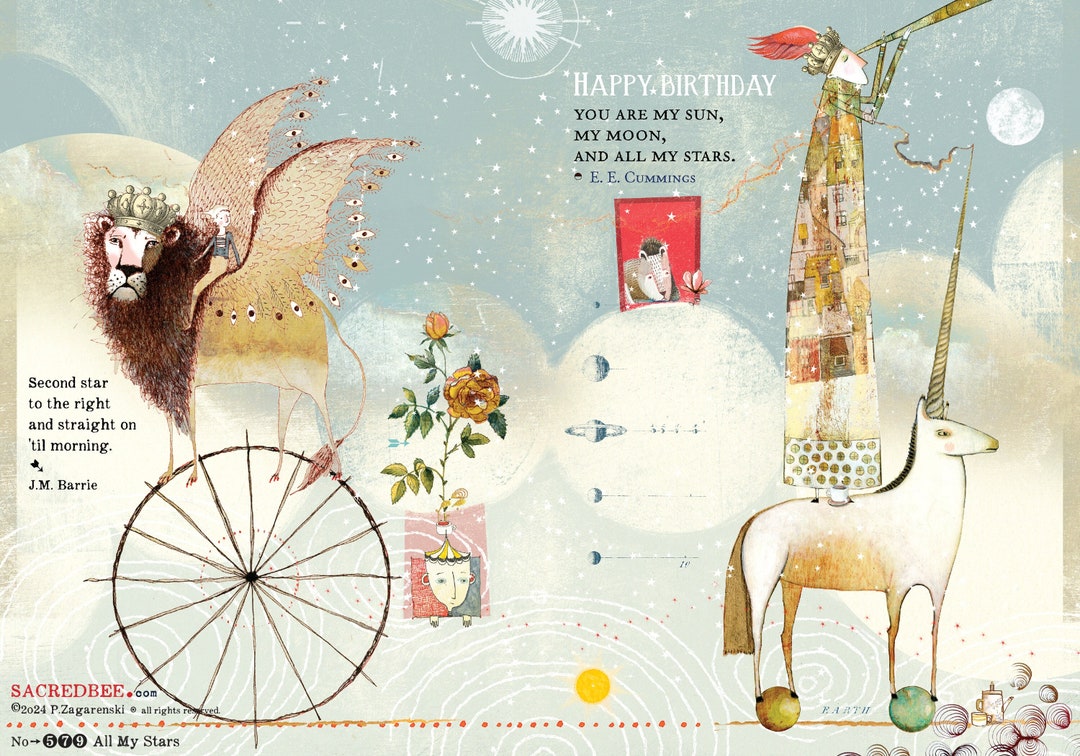 Sacredbee Card 579 All My Stars Birthday Card - Etsy