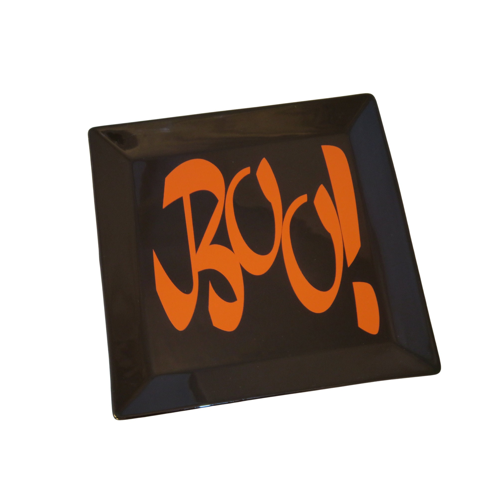BOO! Decorative Halloween Plate Black Plate-ceramic Square Plate With ...