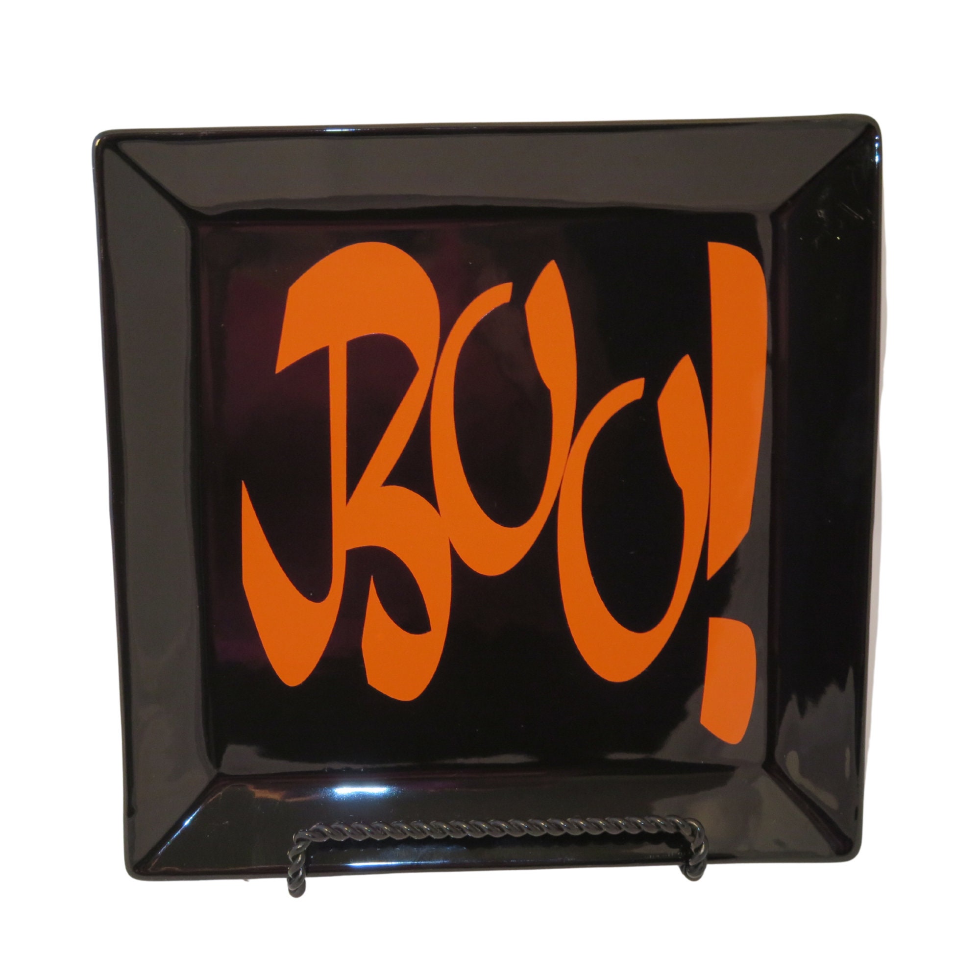 BOO! Decorative Halloween Plate Black Plate-ceramic Square Plate With ...