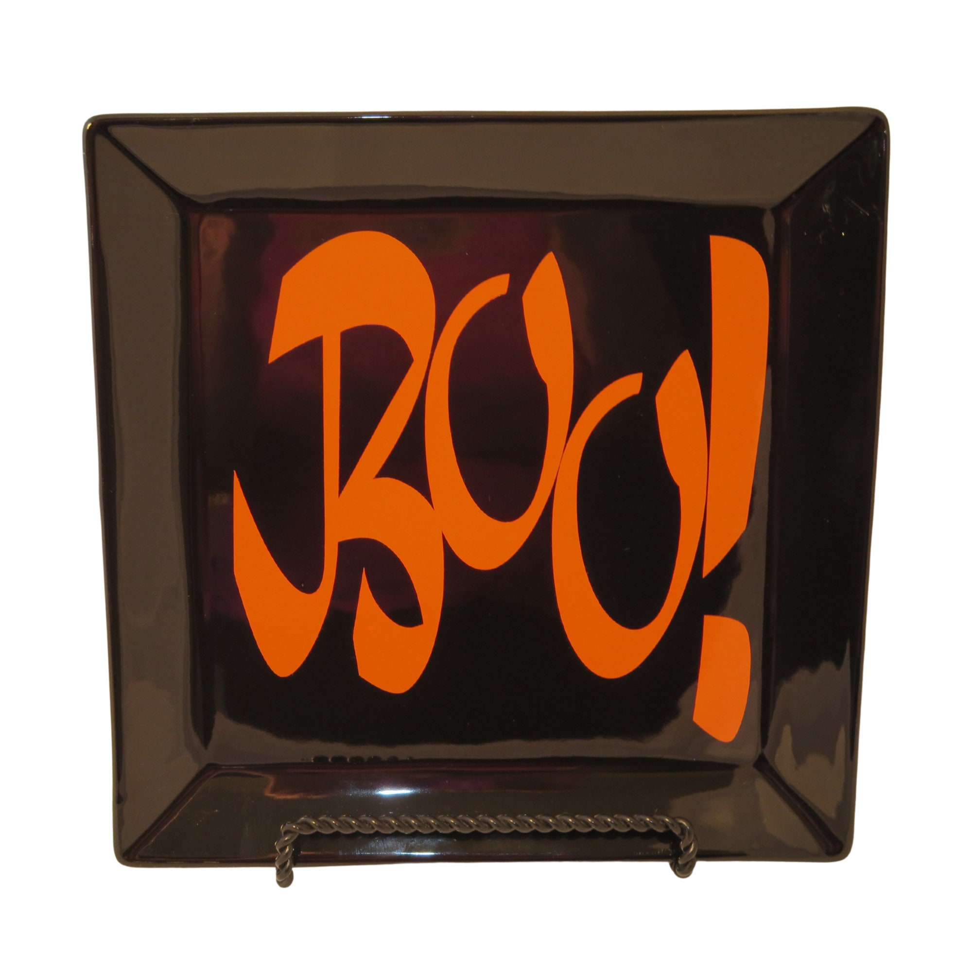 BOO! Decorative Halloween Plate Black Plate-ceramic Square Plate With ...