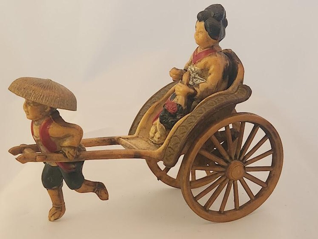 Vintage Asian Celluloid Figurine - Man Pulling Geisha in Rickshaw - Etsy