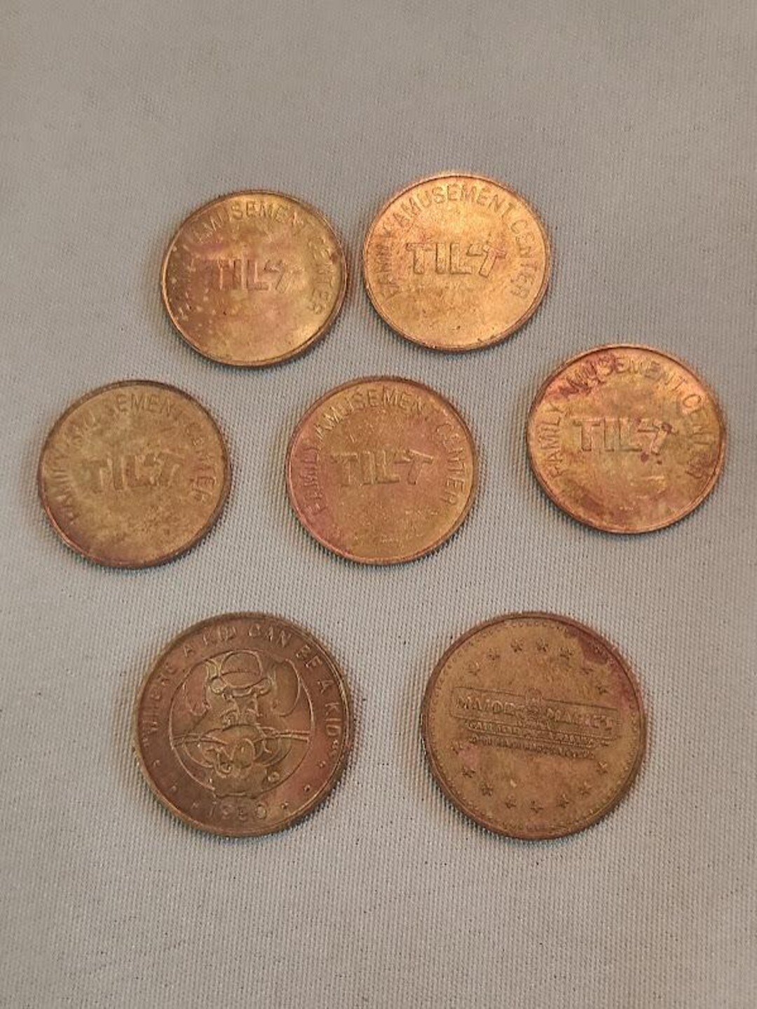 Vintage Tilt Arcade Tokens + Chuck E. Cheese & Major Magic Coins – Lot ...