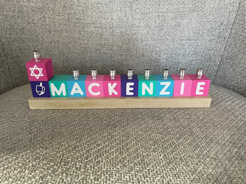 Children Menorah, Children's Personalized Wood Block Menorah, Kids ...