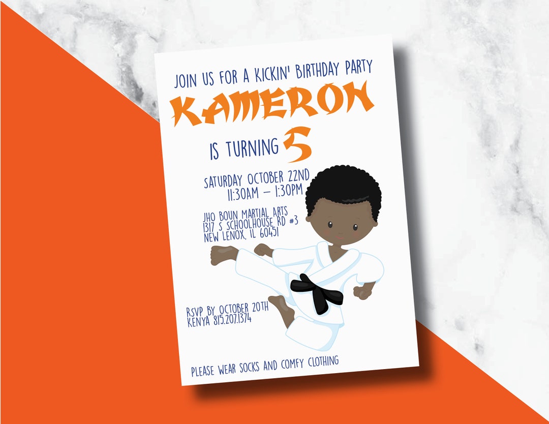 Karate Invitations/ Martial Arts Birthday Invitations/ Taekwondo ...