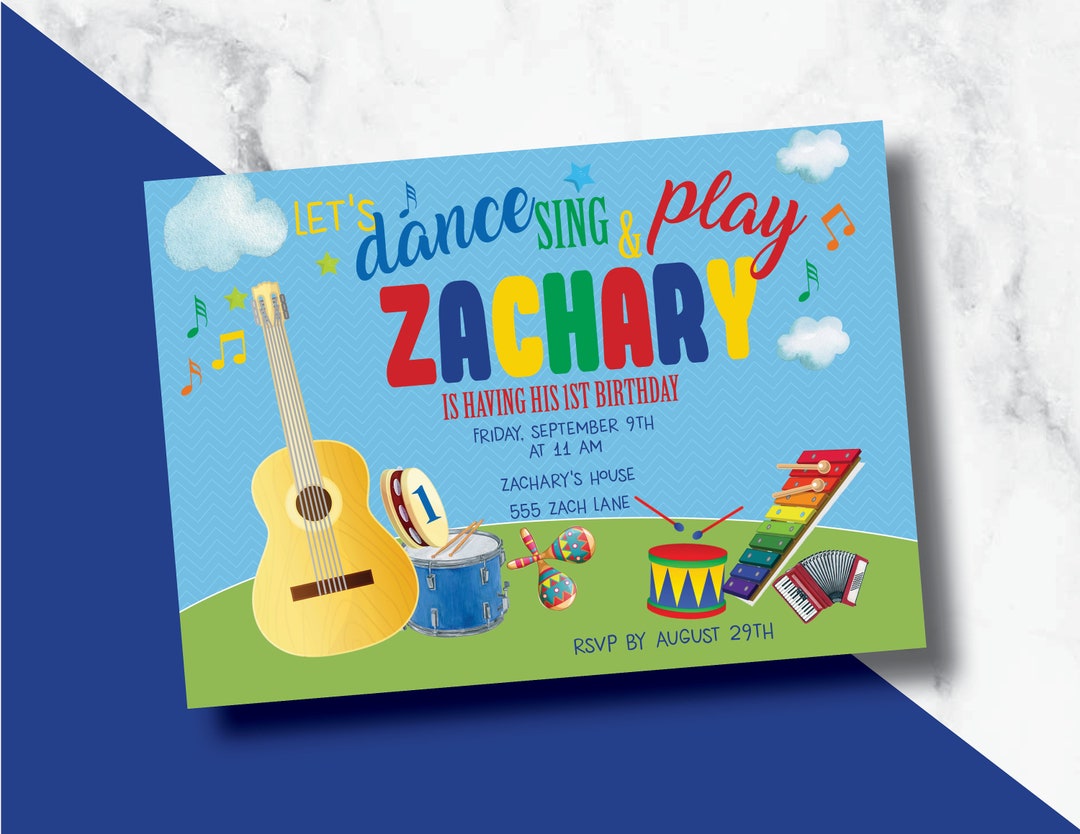 Music Birthday Invitations/ Music Theme Birthday Invitations/ Arts and ...