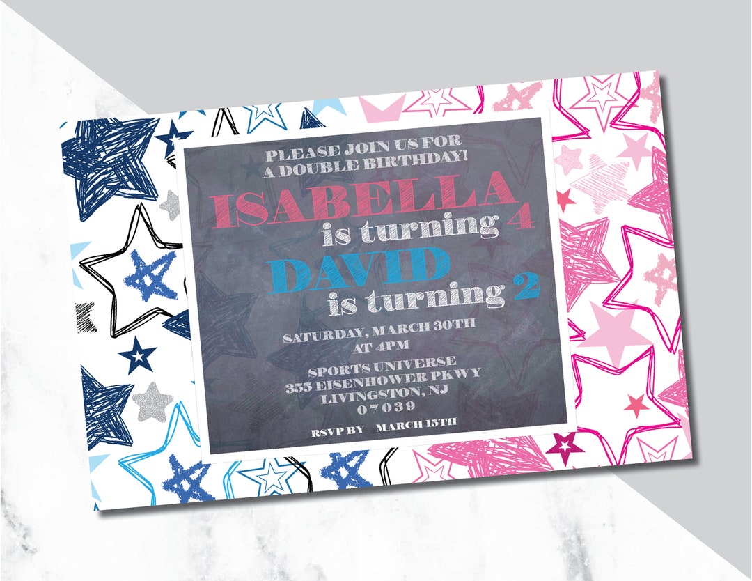 Star Birthday Invitations/ Stars/ Stars Birthday/ Double Birthday ...