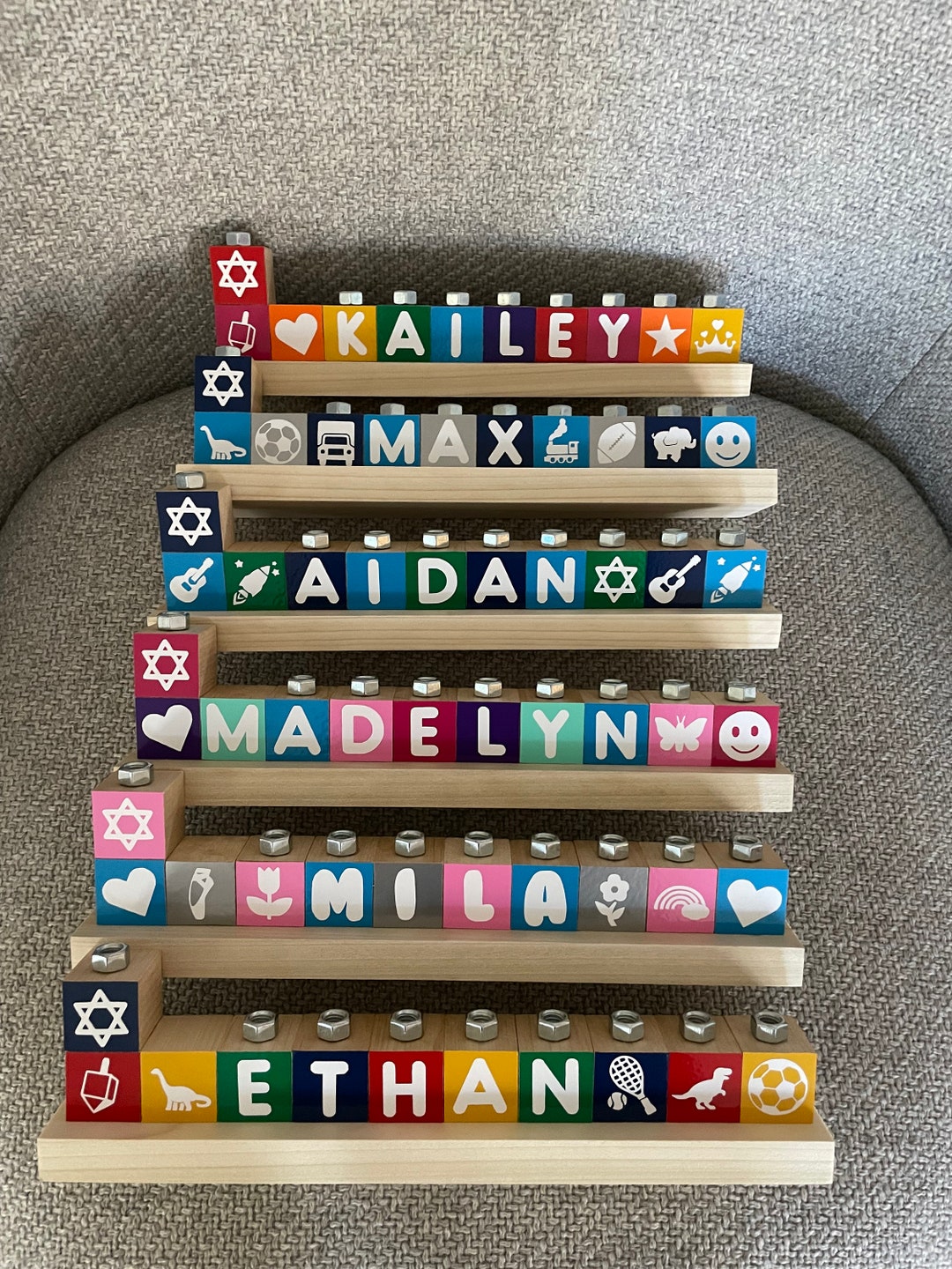 Children Menorah, Children's Personalized Wood Block Menorah, Boy ...