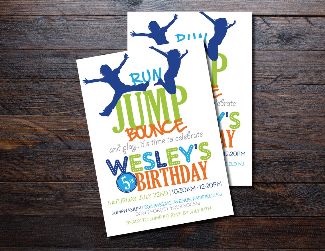 Jumping/ Bouncing Birthday Party Invitations - Etsy