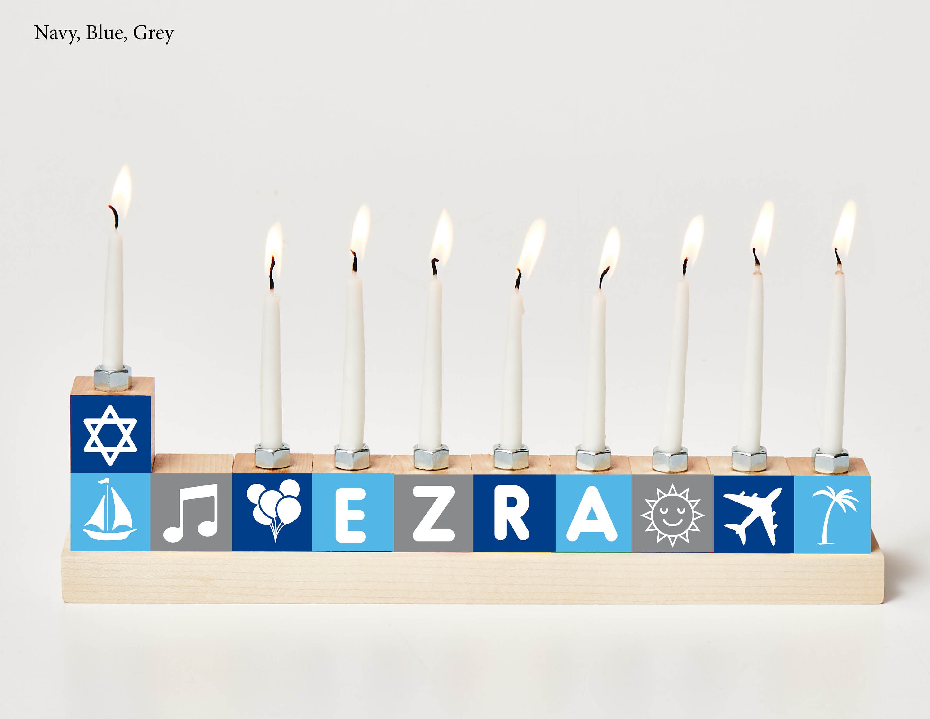 Children Menorah Children's Personalized Wood Block | Etsy