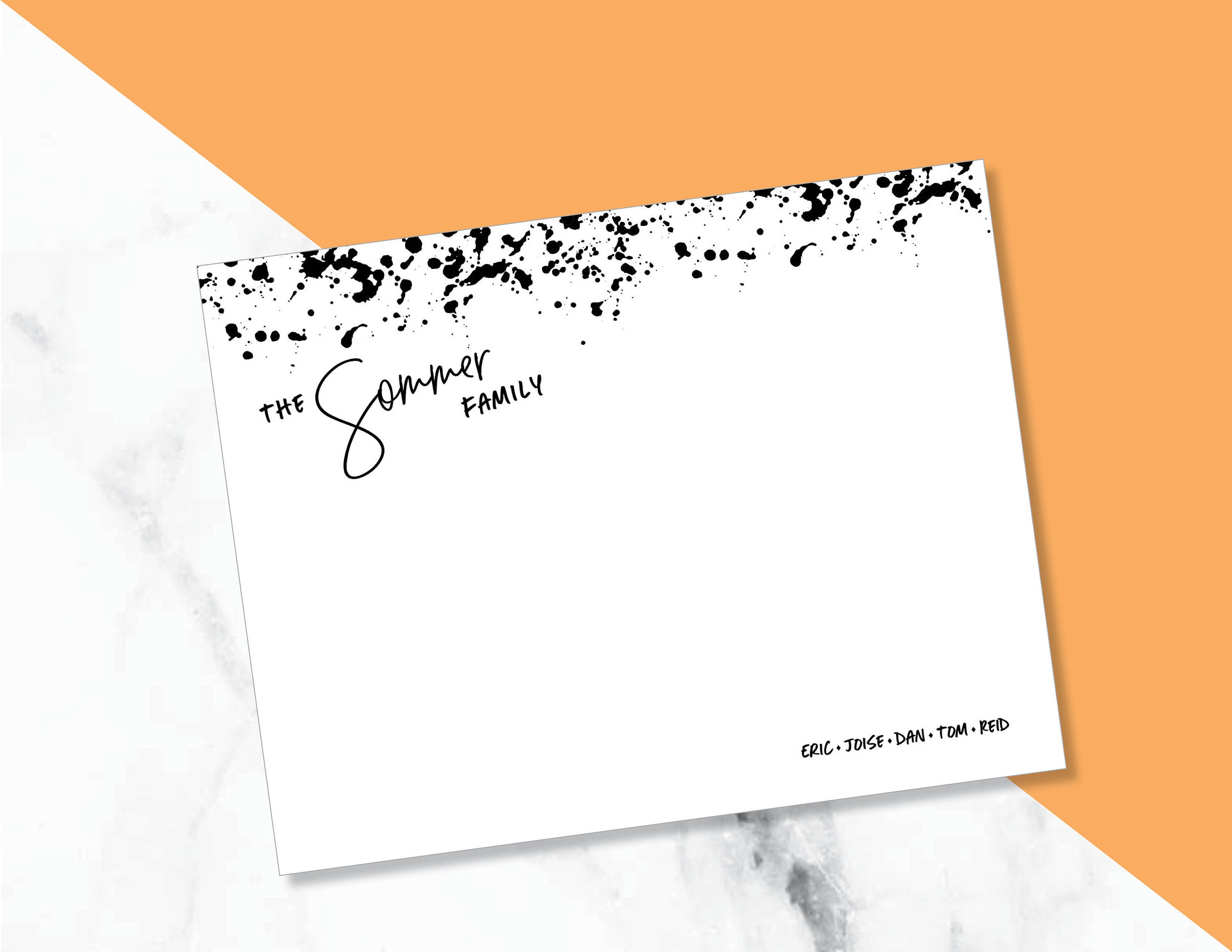 Paint Splatter Family Thank You Card/ Stationery/ Notecard/ Family Note ...