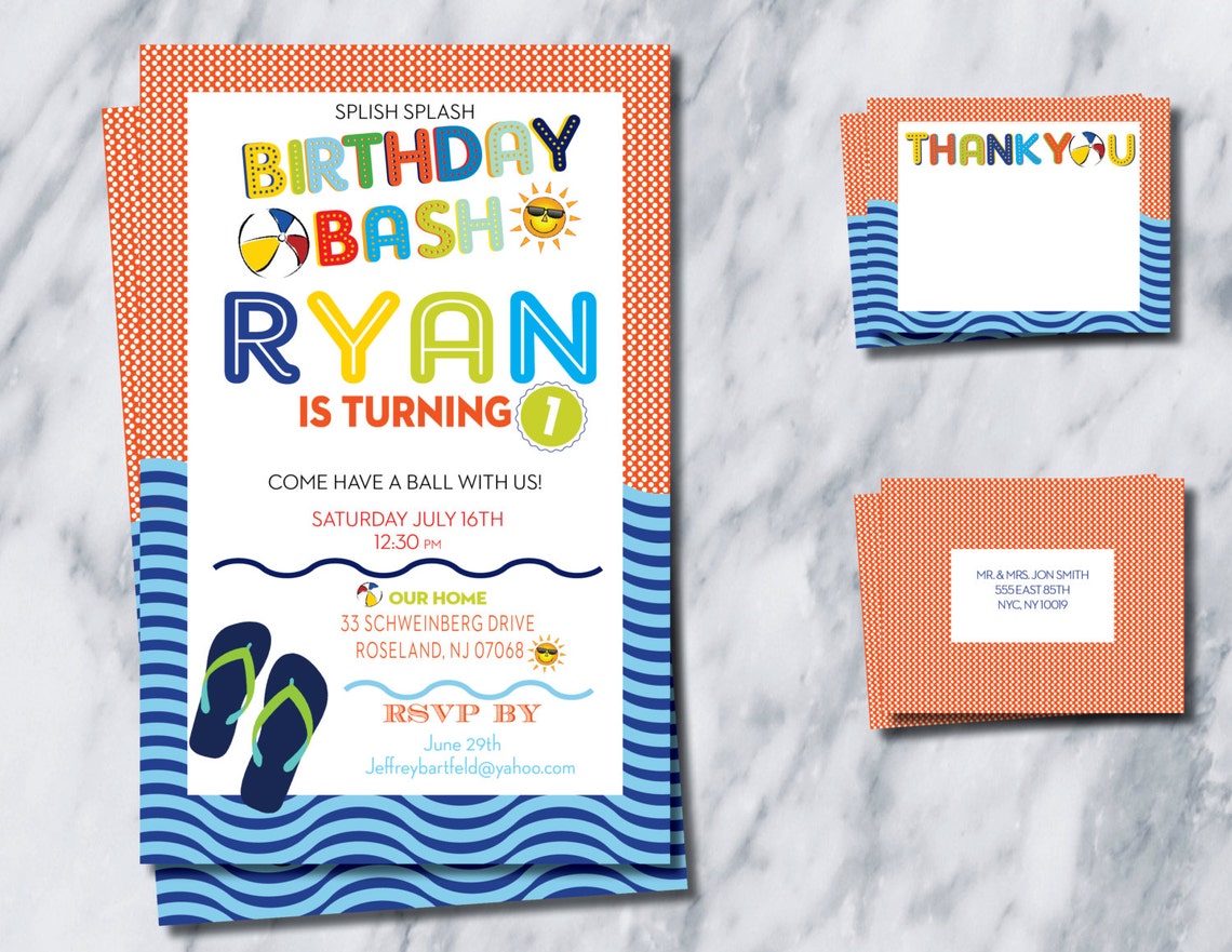 Summer Birthday Invitations/ Beach Birthday Invitations - Etsy