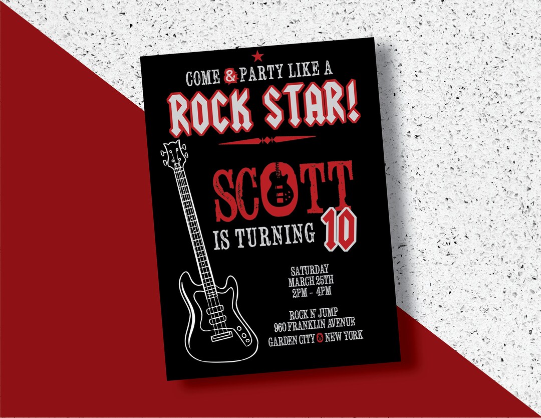 Rock and Roll Birthday Invitation / Music Birthday Invitation / Rock N ...