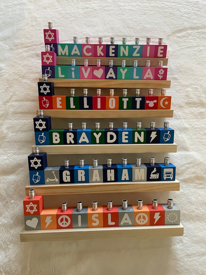 Children Menorah, Children's Personalized Wood Block Menorah, Kids ...