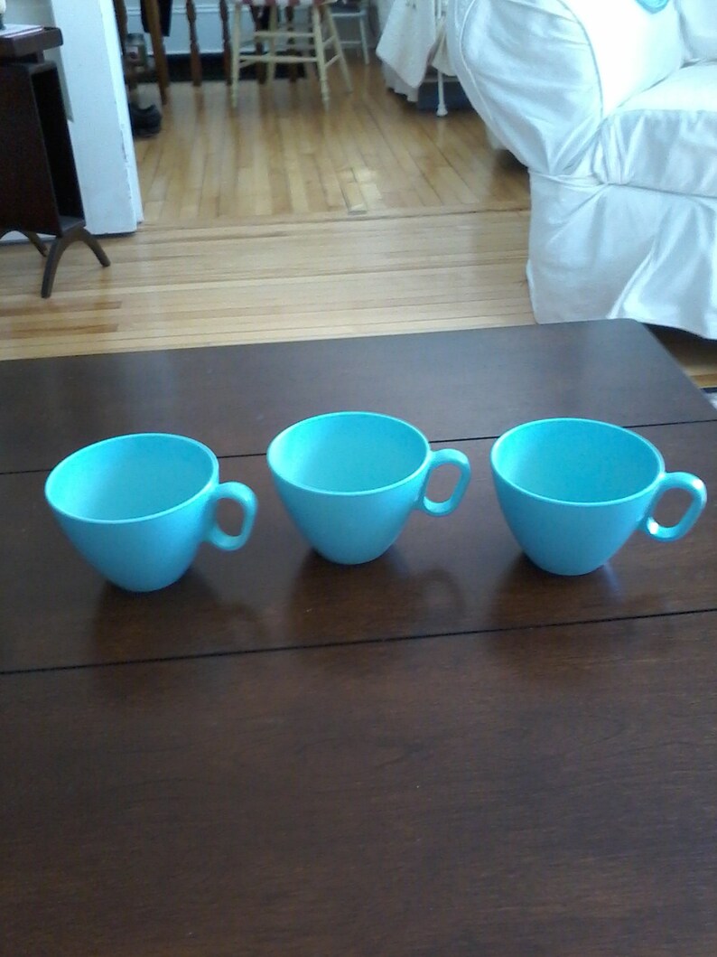 3 MELMAC CUPS RAINBOWARE Quebec Canada 1950s Retro Kitchen Cottage ...
