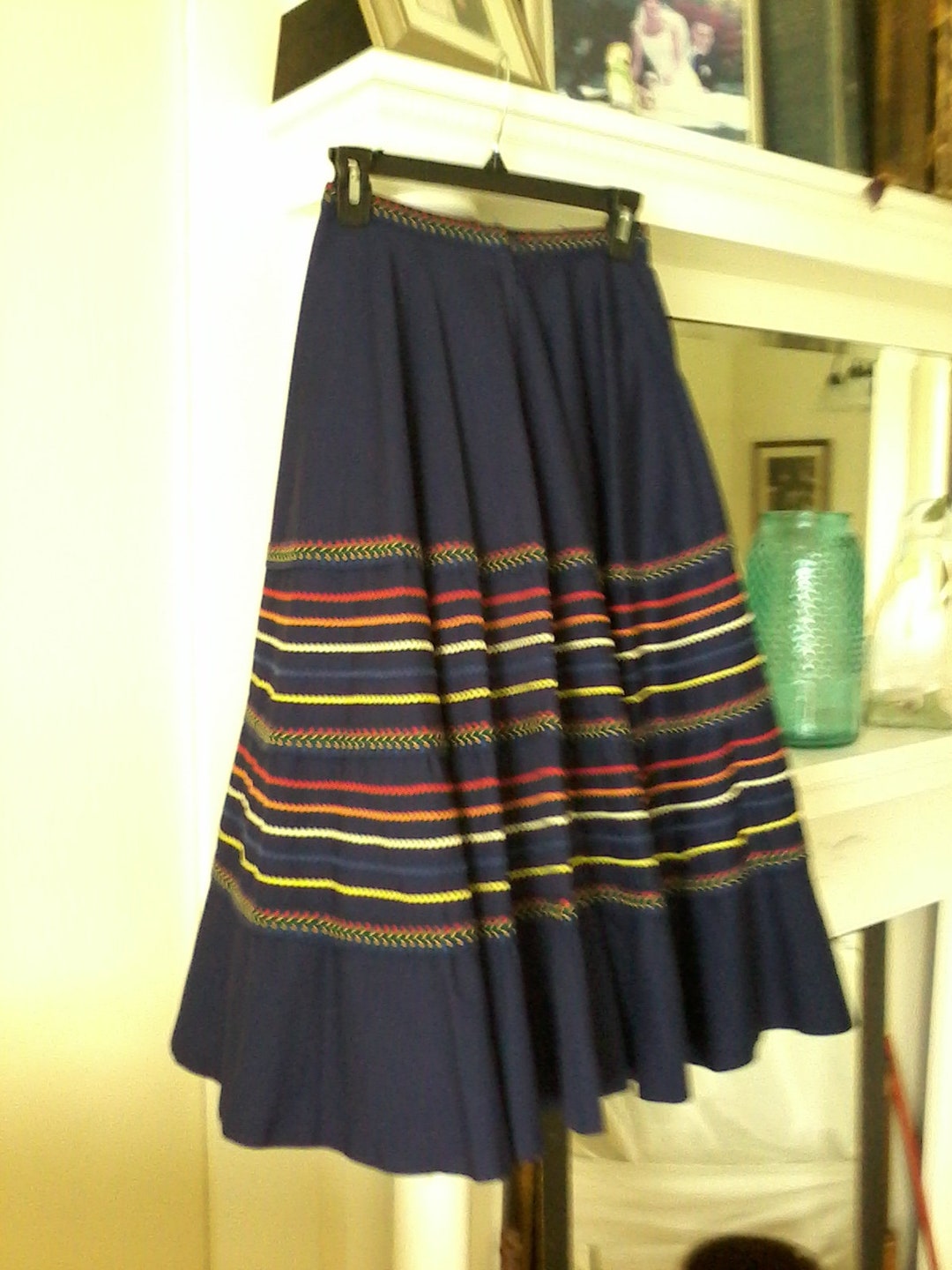 ROCKABILLY SWING SKIRT Attached Crinoline Full Circle Western Square ...